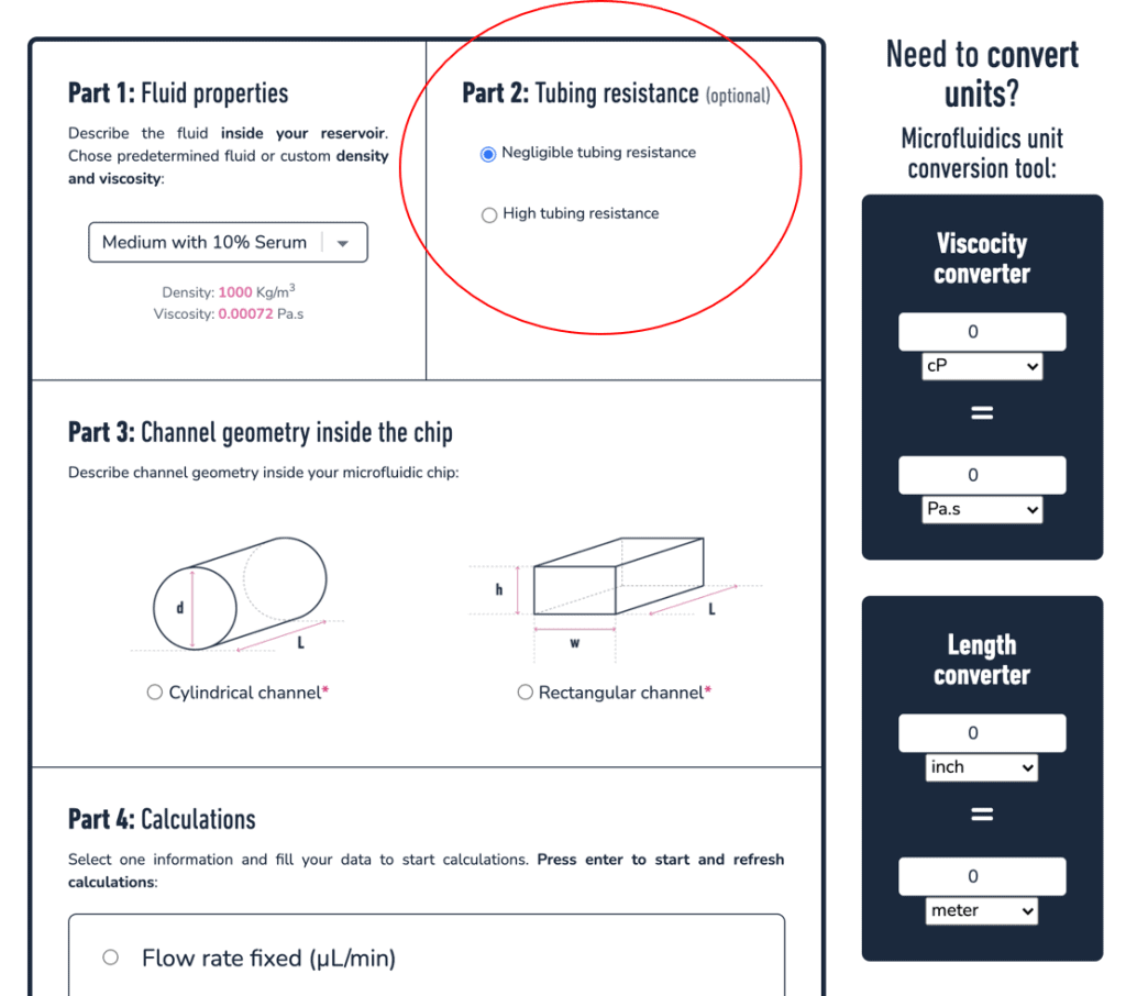 Microfluidic resistance calculator - Elveflow